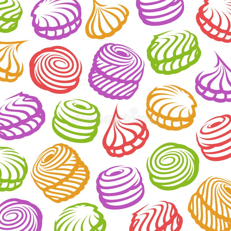 Marshmallow Pattern Background Set. Collection Icon Marshmallow Stock ...
