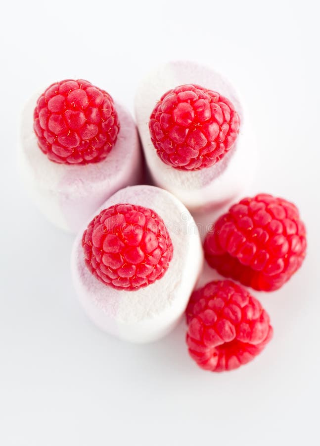 Marshmallow and Raspberries for Dessert Stock Image - Image of ripe ...