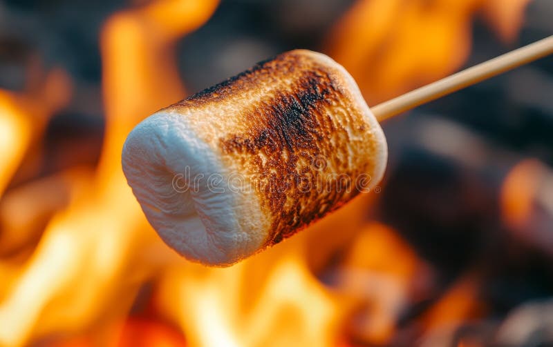 A Marshmallow Roasting Over an Open Fire, Turning Golden Brown, a ...
