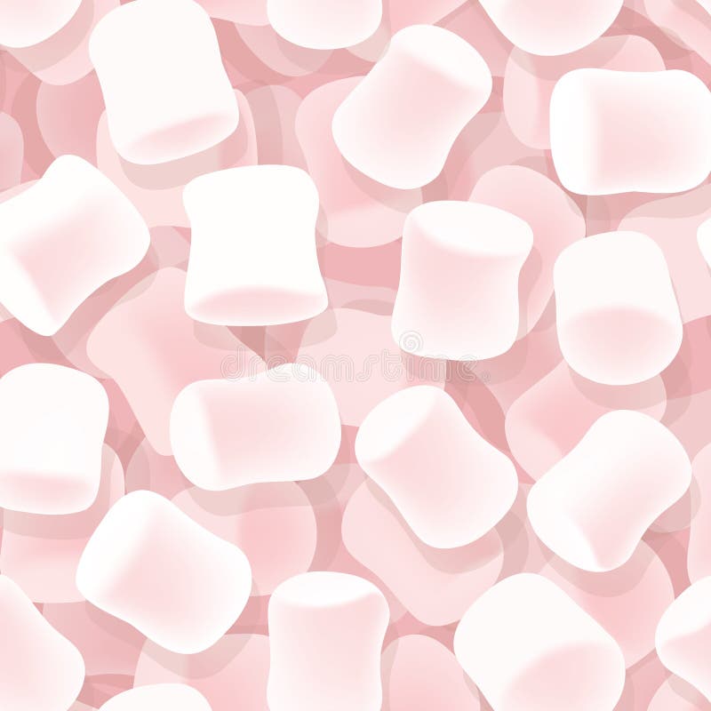 Marshmallow Seamless Pattern. Tasty Marshmallows on Pink Background ...