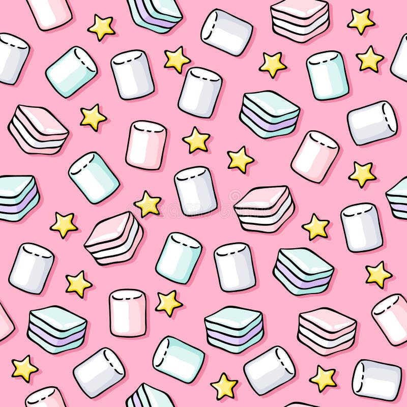 Marshmallow Seamless Pattern Vector Illustration. Stock Vector ...