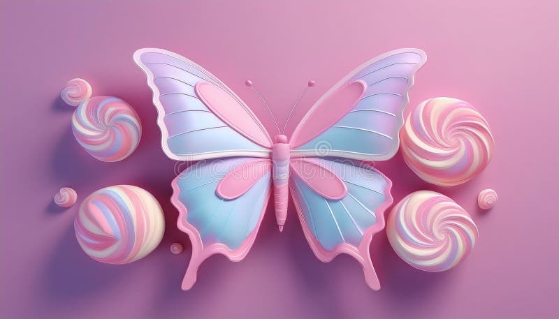 Marshmallow Sweets Pink Candy Butterfly, Generative Ai Stock ...