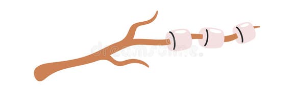 Marshmallow Tree Branch Camping Snack Stock Illustration - Illustration ...