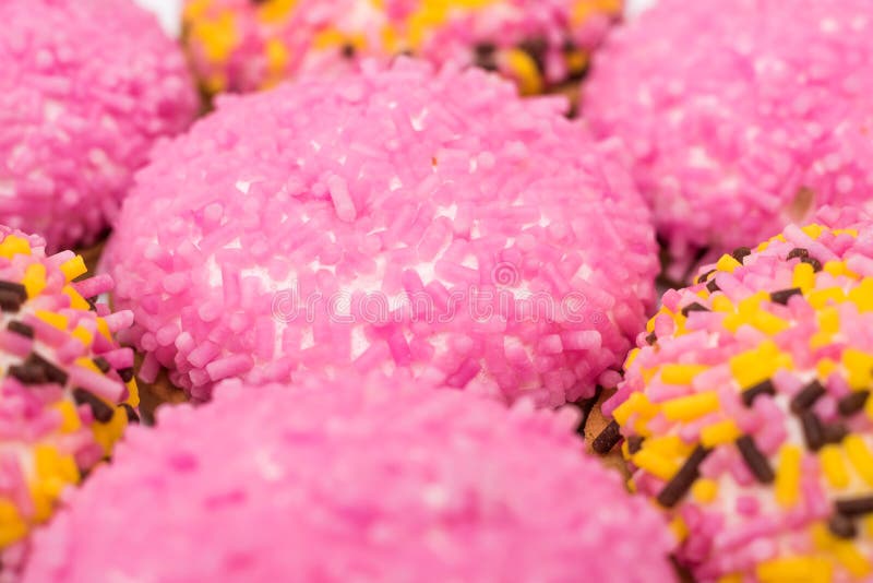 Marshmallowkakor Med Sugar Sprinkles Fotografering för Bildbyråer ...