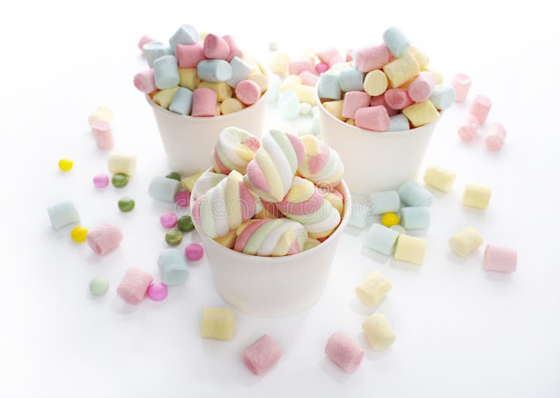Marshmallows. Background or Texture of Colorful Mini Marshmallows Stock ...