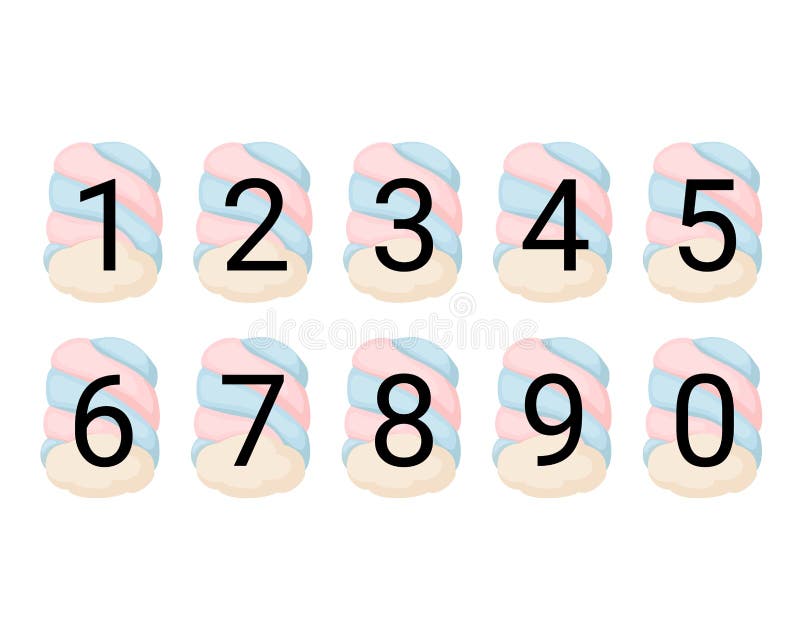 Marshmallows Candy with Numbers Vector. Pink and White Twisted Spiral ...