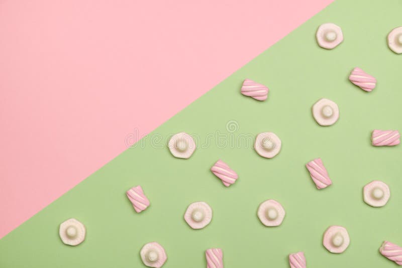 Marshmallows flat lay stock photo. Image of concept, flat - 74291096