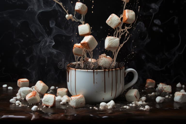 Marshmallows Floating on the Surface of a Hot Chocolate Stock ...