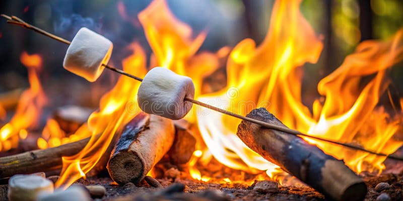 Marshmallows in Front of a Campfire Roasting Candy Barbecue Dessert AI ...