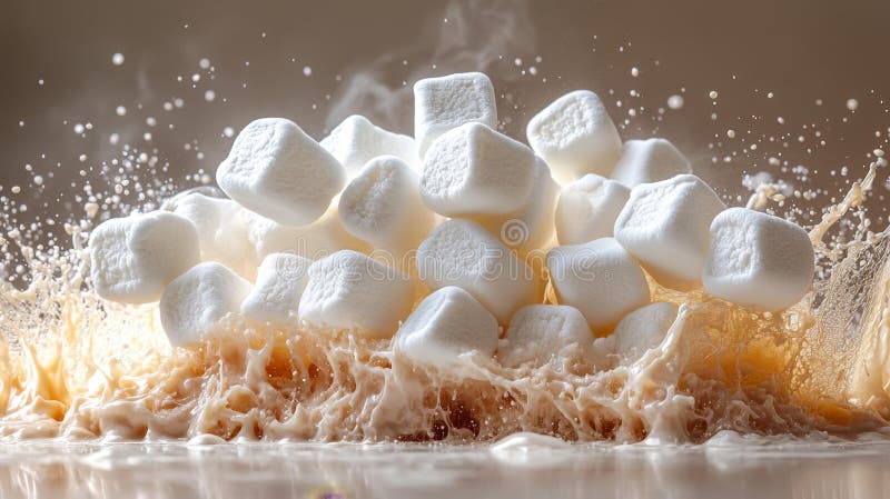 Marshmallows Splashing in Creamy Liquid Explosion Generative AI Stock ...