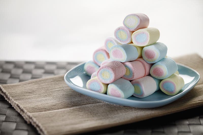 Marshmallows Stacked on a Plate. Decorative Background Design Stock ...