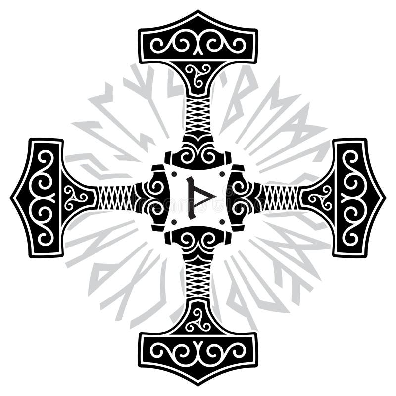 Marteau De Thors - Runes De Mjolnir Et De Norses Illustration de ...