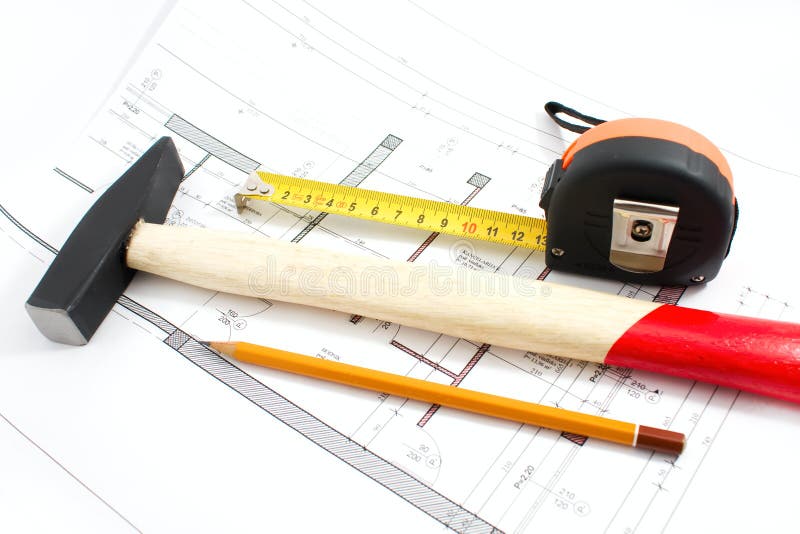 Matita Del Martello Del Righello Di Progetto Immagine Stock - Immagine ...