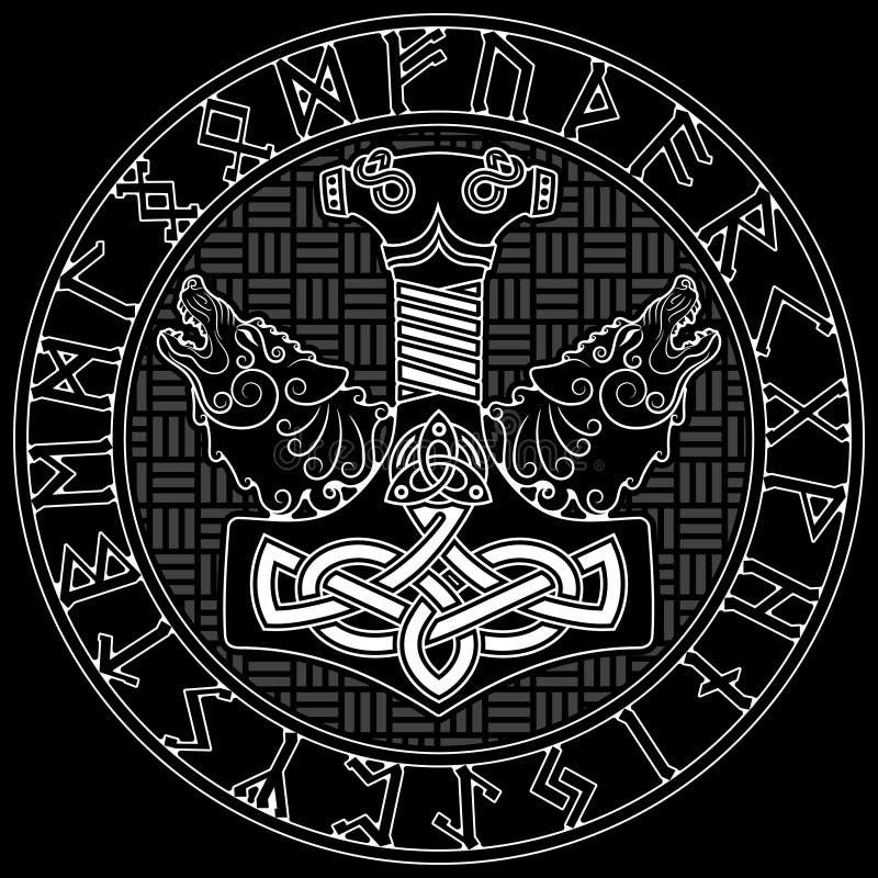 Martelo Do Thor S - Mjollnir, O Ornamento Escandinavo Das Runas E Dois ...