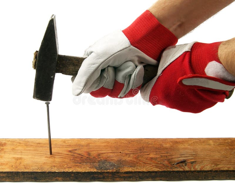 Martelo e prego imagem de stock. Imagem de objeto, luva - 30503405