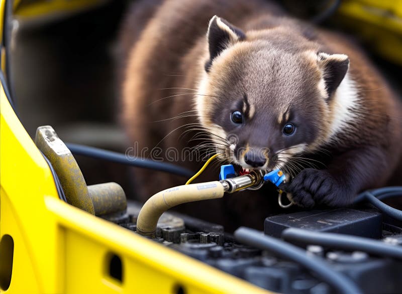 Marten in an Engine Compartment that Has Gnawed on Cables, Generative ...