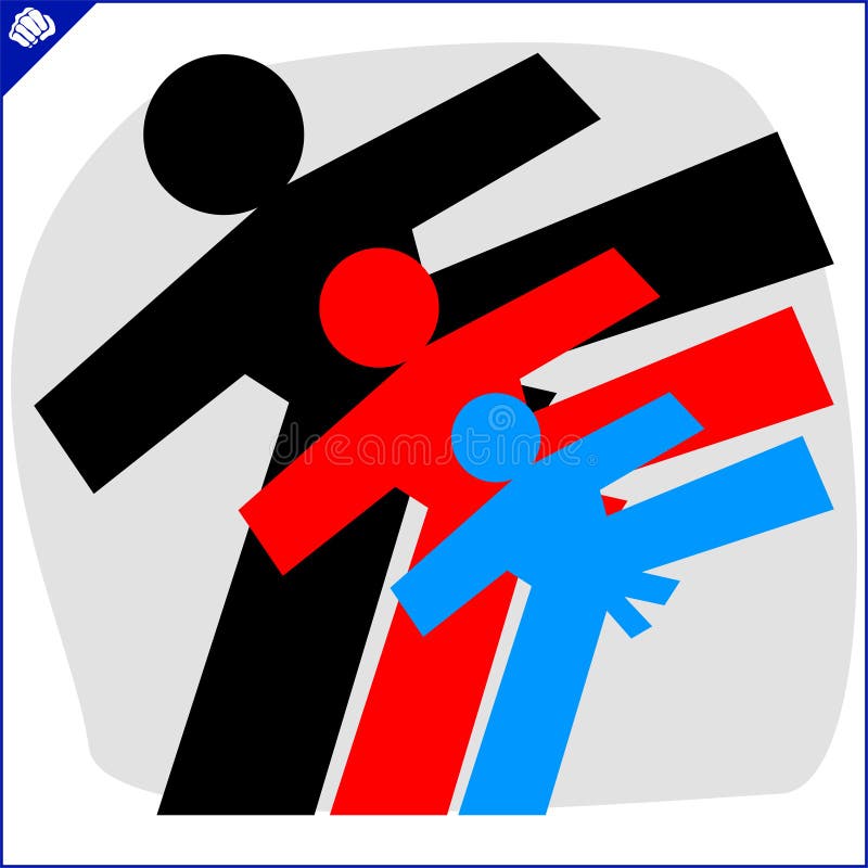 Karate High Kick Emblem. Martial Art Colored Simbol Design. Vector, EPS ...