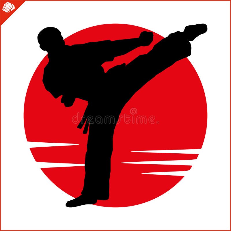 Karate High Kick Emblem. Martial Art Colored Simbol Design. Vector, EPS ...