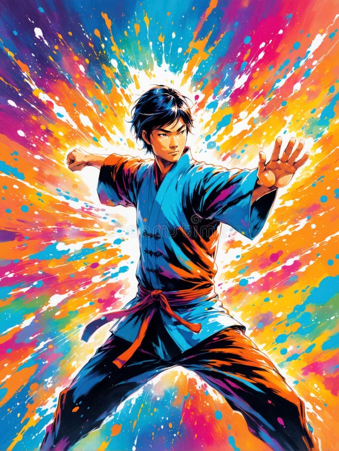 Martial Arts Anime Character Stock Illustration - Illustration of anime ...