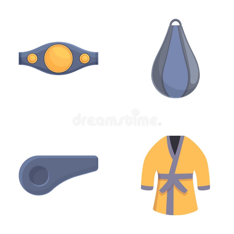 Martial Arts Equipment Icons Set Stock Vector - Illustration of ...