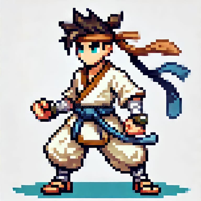 Martial Arts Fighter Vector Design, Pixel Art Stock Illustration ...
