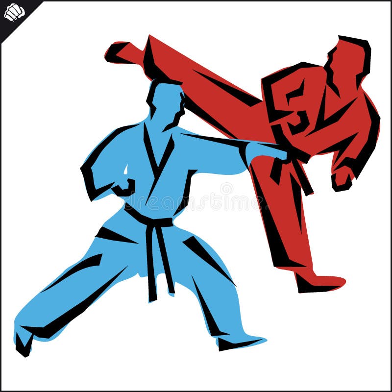 Martial Arts. Karate Fighters High Kick. Vector. EPS. Stock Vector ...