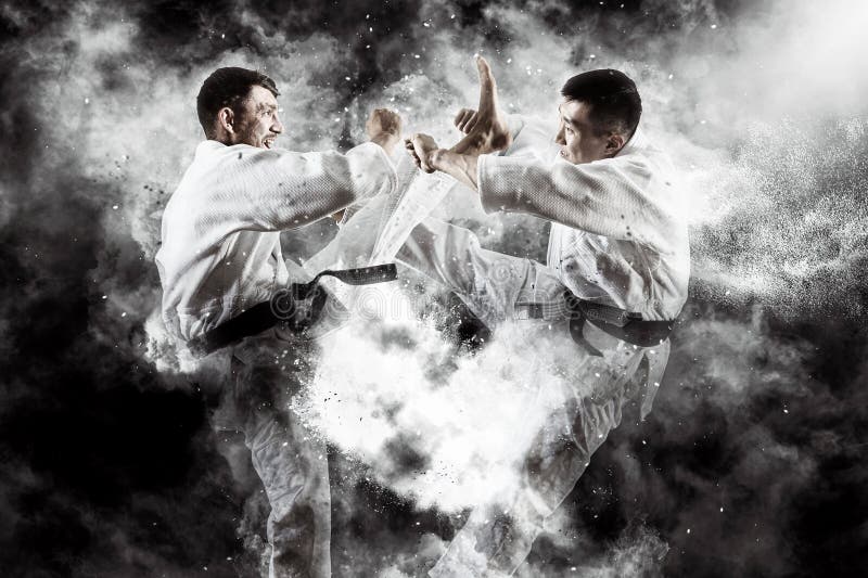 Two male karate fighting stock image. Image of japanese - 139836345