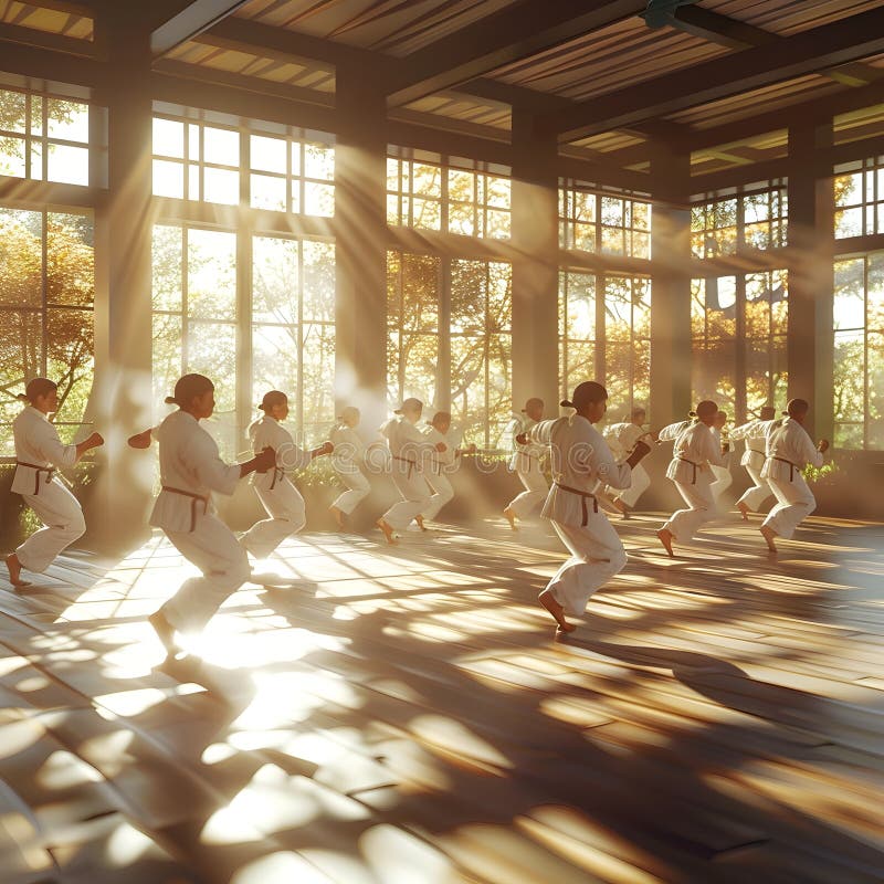 Martial Arts Practitioners Intensely Focused on Techniques in Well ...