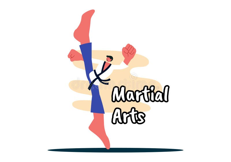 Martial Arts Vector Illustration with an Athlete Doing a High Kick ...