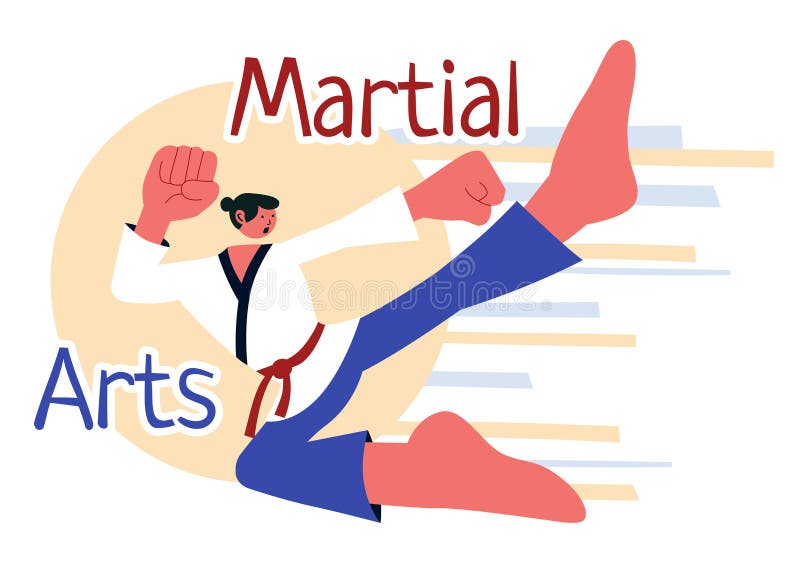 Martial Arts Vector Illustration with an Athlete Doing a High Kick ...