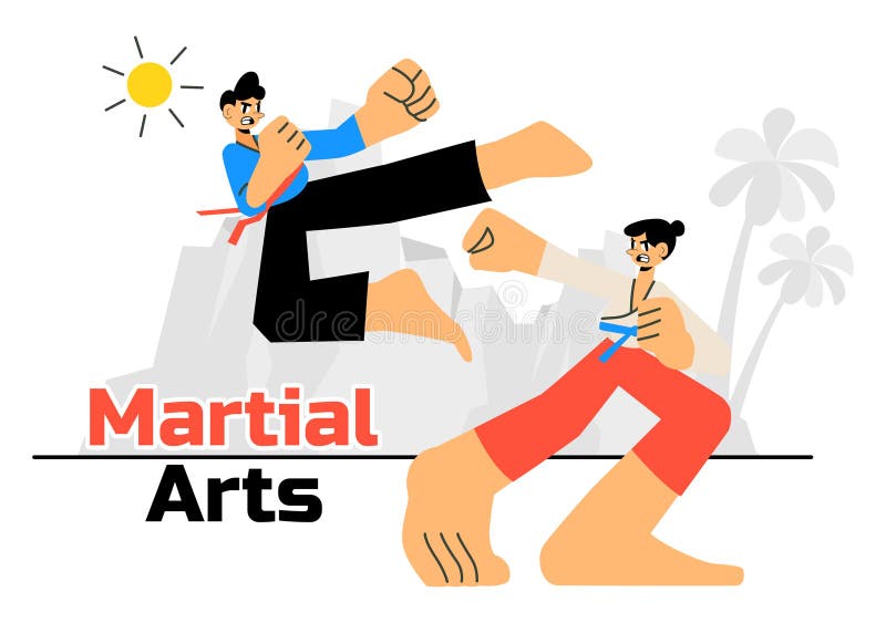 Martial Arts Vector Illustration with an Athlete Performing a High Kick ...