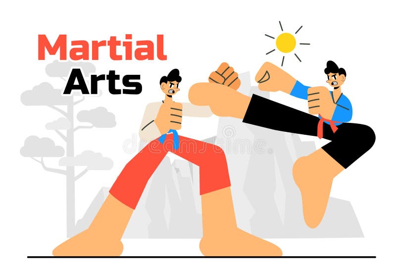 Martial Arts Vector Illustration with an Athlete Performing a High Kick ...