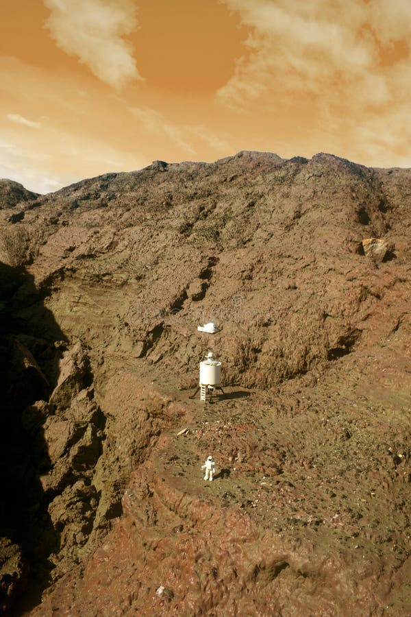 Martian Base Diorama Whith Astronauts Exploring Mars on a Natural ...