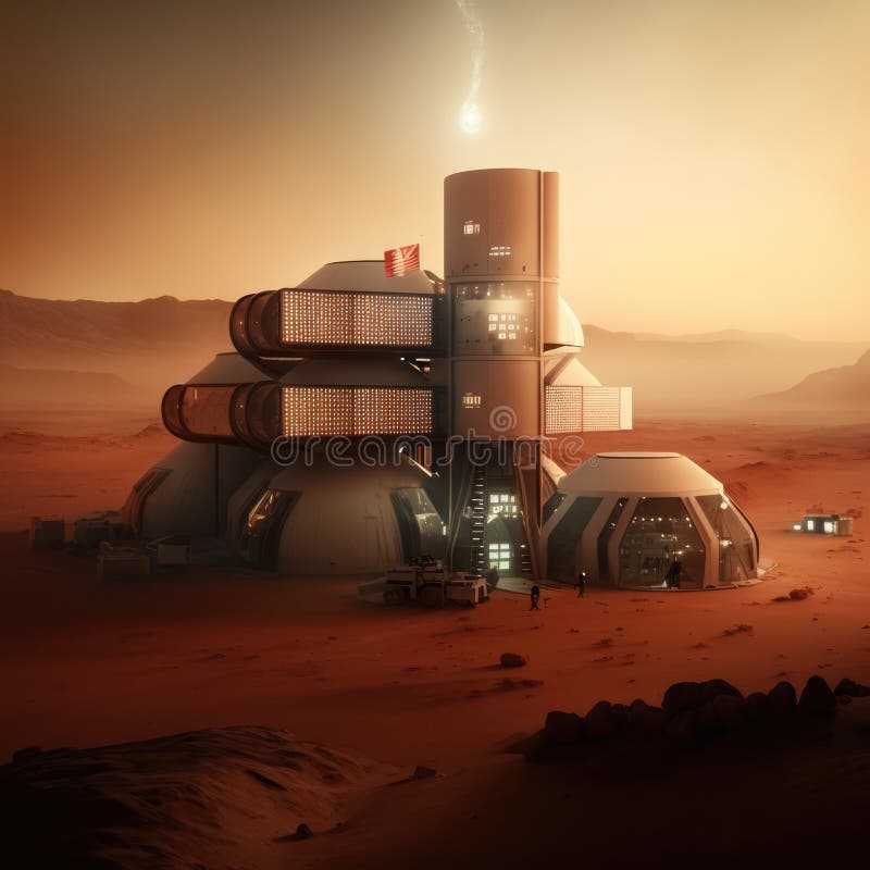 Martian Colony on Planet Mars Stock Illustration - Illustration of ...