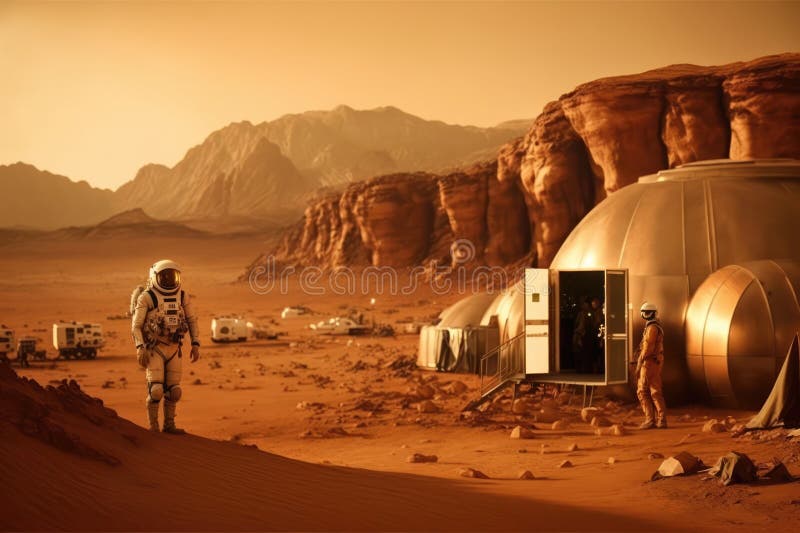 Martian Colony on Planet Mars Stock Illustration - Illustration of ...