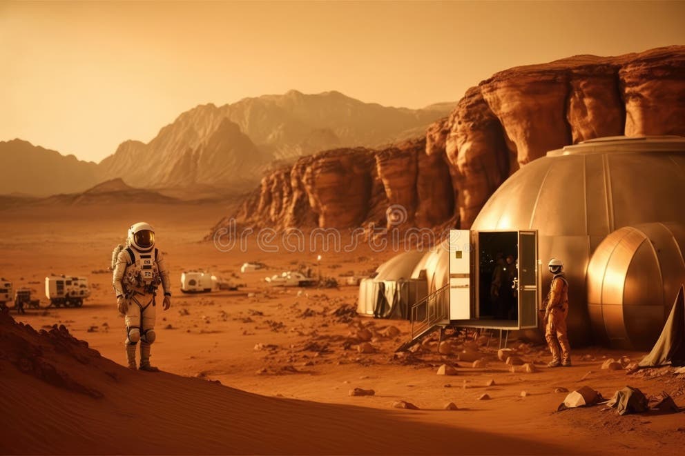 Martian Colony on Planet Mars Stock Illustration - Illustration of ...
