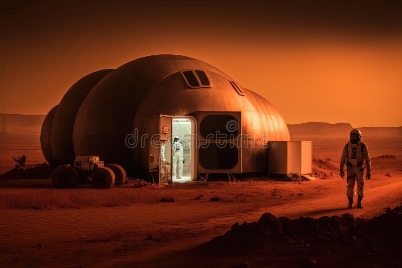 Martian Colony on Planet Mars Stock Illustration - Illustration of ...
