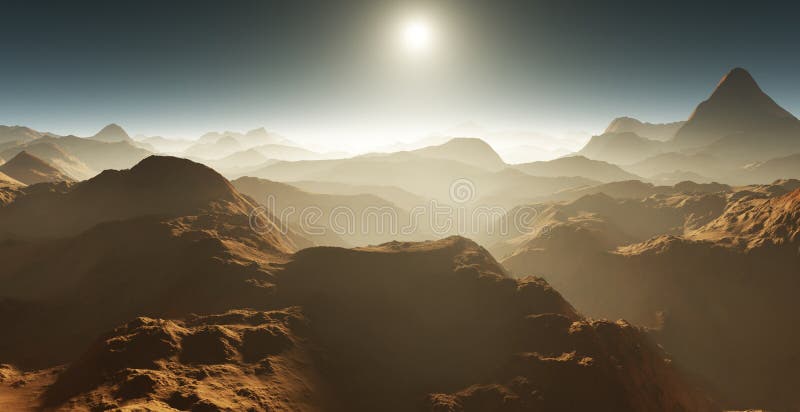 Martian landscape. stock illustration. Illustration of science - 74596344