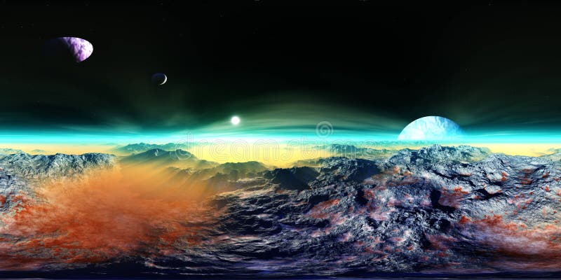 360 Degree View from Jupiter`s Moon, Equirectangular Projection ...