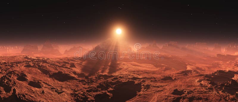 Martian Landscape. Panorama of Mars Stock Photo - Image of planet ...