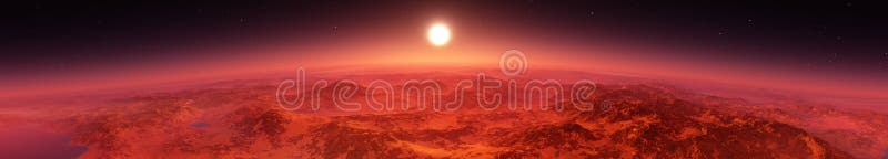360 Panorama of Mars-like Exoplanet Sunset, Environment Map ...