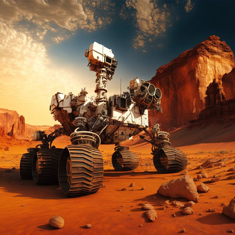 Martian Rover on Planet Mars. Generative AI Stock Illustration ...