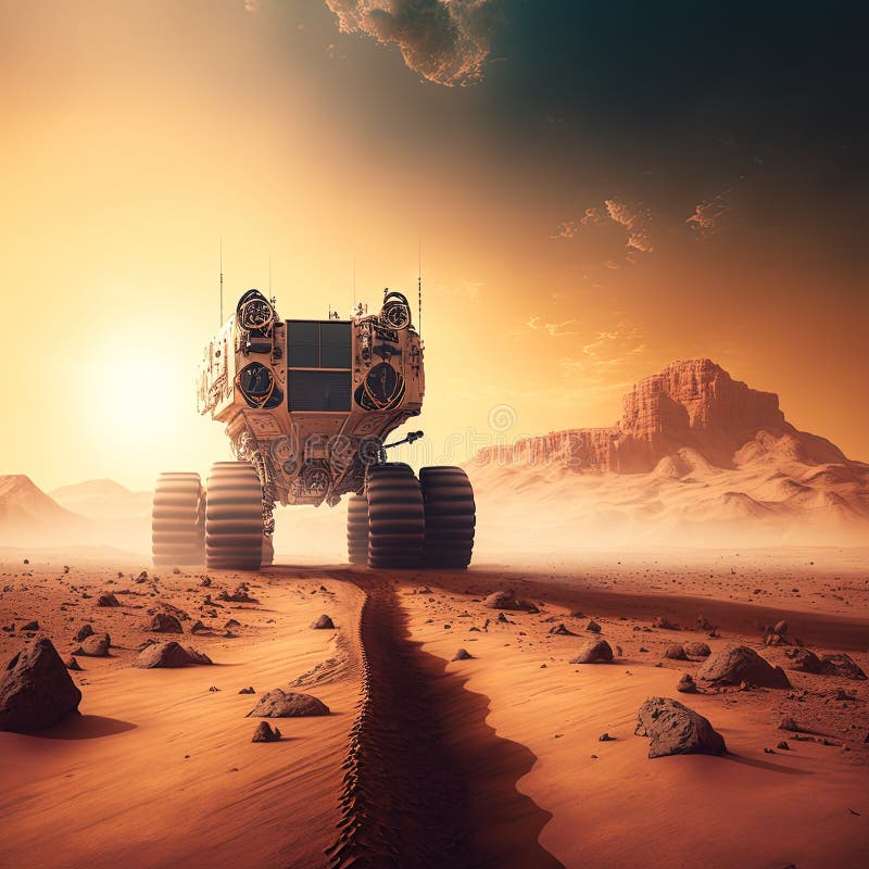 Martian Rover on Planet Mars. Generative AI Stock Illustration ...