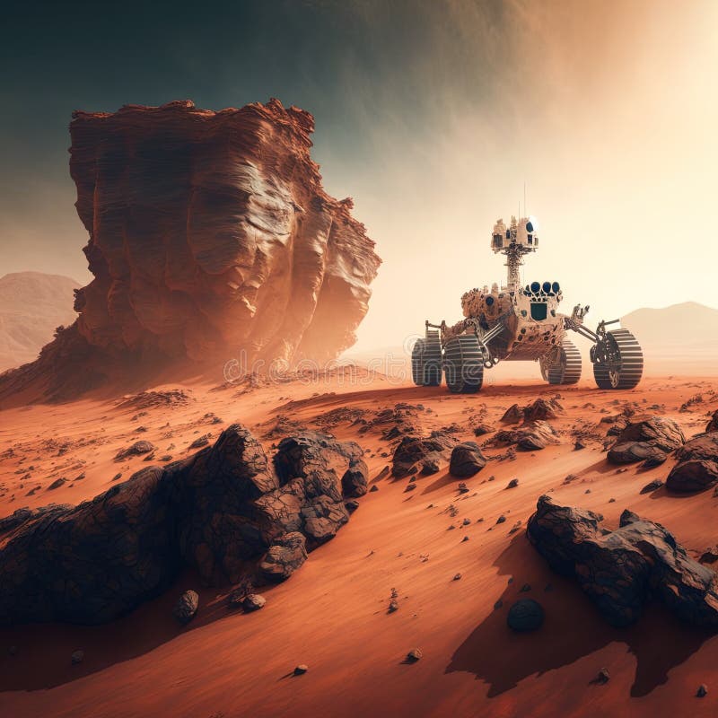 Martian Rover on Planet Mars. Generative AI Stock Illustration ...