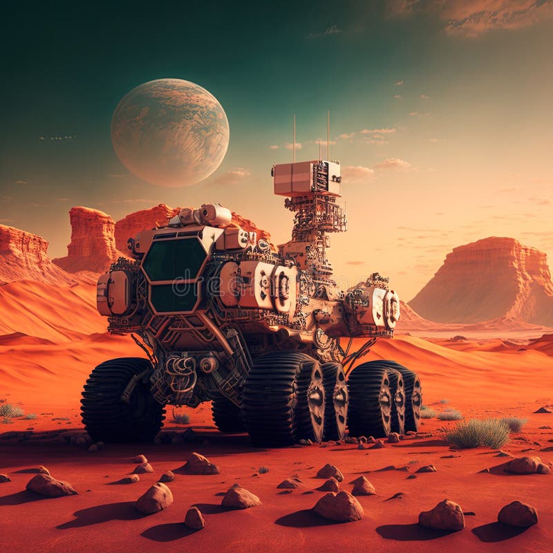 Martian Rover on Planet Mars. Generative AI Stock Illustration ...