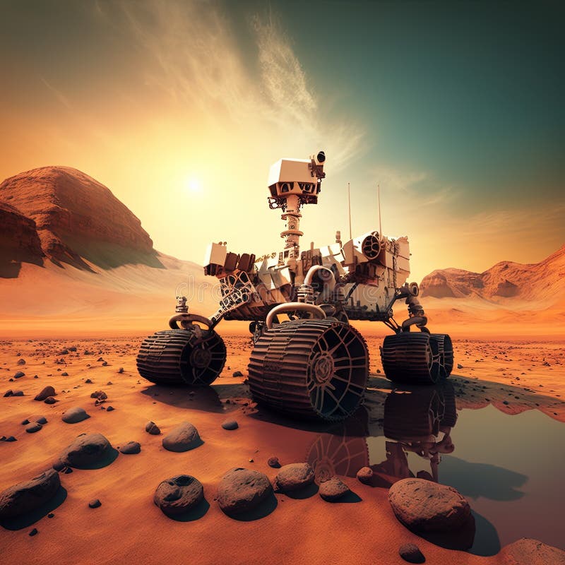 Martian Rover on Planet Mars. Generative AI Stock Illustration ...