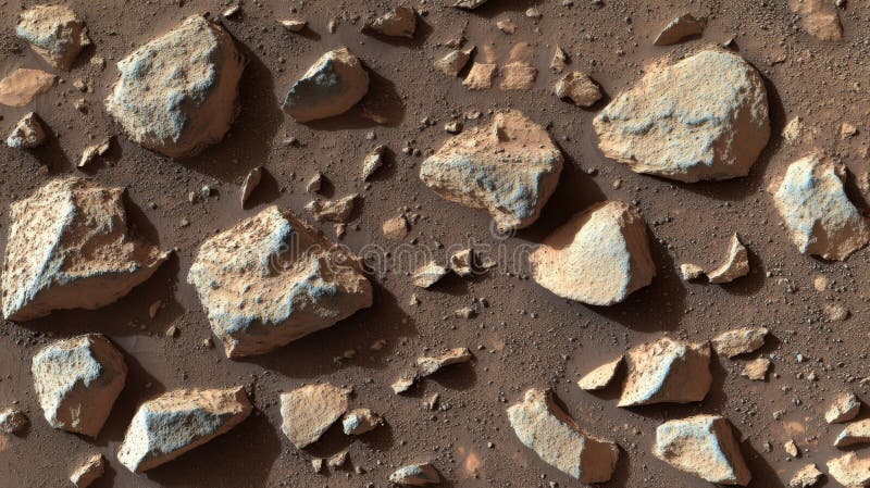 Martian Surface Rocks and Fine Grain Soil Texture Stock Illustration ...