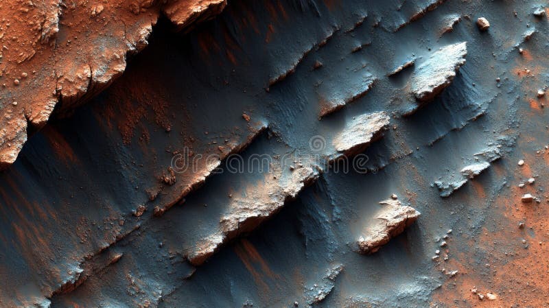 Martian Surface Texture Blue and Orange Rock Formations Stock ...