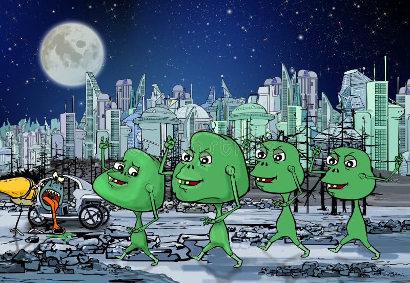 Martien sur une promenade illustration stock. Illustration du créature ...