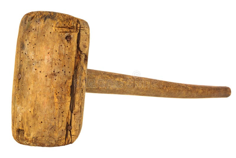 Martillo De Madera Antiguo Con La Carcoma Aislada En Blanco Foto de ...